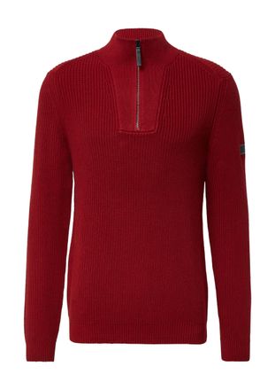 s.Oliver Pullover mit Troyer-Kragen und Strickmuster