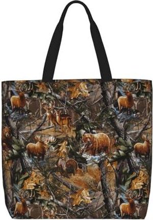 Generic Chasse Au Cerf, &Agrave; LOurs Et &Agrave; LOrignal Sac &Agrave; Bandouli&egrave;re R&eacute;utilisable Tote Bag Grand Sac A Main Femme Pour Universit&eacute; Voyage Gym