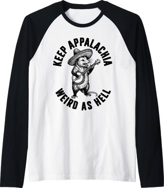Giant Step Design Co. Keep Appalachia Weird As Hell Funny Possum Banjo Raglan