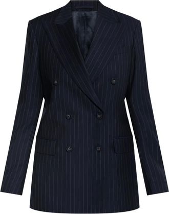 Officine Générale veste croisée à fines rayures - Bleu