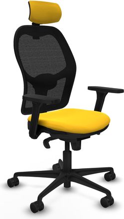 Piqueras y Crespo Chorquera mit 3D-Armlehnen, h&ouml;henverstellbarer Lendenwirbelst&uuml;tze und Kopfteil h&ouml;henverstellbar und neigbar. Ausgestattet mit 5 Positionen, Schwarz/Ge