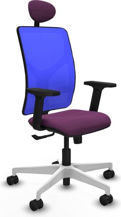 Piqueras y Crespo Stuhl aus PC-Mesh, mit 2D-Armlehnen, h&ouml;henverstellbarer Lendenwirbelst&uuml;tze und festem Kopfteil, ausgestattet mit 3 Positionen und Schneideschaum, Blau