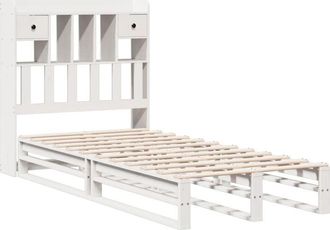 vidaXL Massivholzbett mit Regal ohne Matratze Weiß 75x190 cm Kiefer Vidaxl