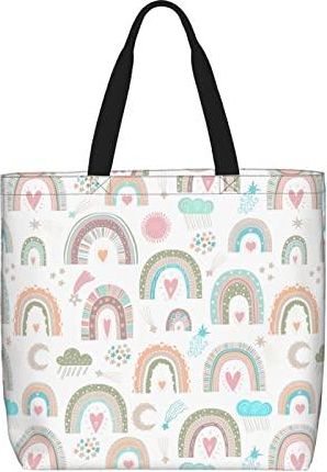 Generic Sac Fourre-Tout Arc-En-Ciel Rose Sac Fourre Tout Femme R&eacute;utilisable De Grande Capacit&eacute; Sacs En Toile Pour Femmes, Pour Femmes, Tous Les Jours, &Eacute;cole, 