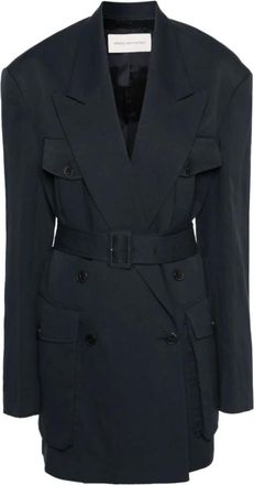 Dries Van Noten Femme, Manteaux, Bleu, Taille: 38 FR Veste Crois&eacute;e Oversize