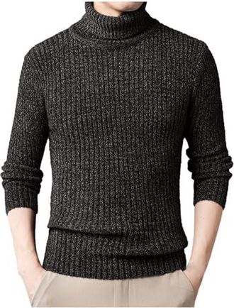 Generic Pull pour homme à manches longues et poignets élastiques - Pull thermique à col roulé - Facile dentretien - Super doux - Tricot épais - Pour loisirs, 
