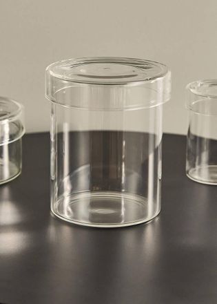 Mango Grand gobelet salle de bain en borosilicate avec couvercle gris glac&eacute; - Home - L - MANGO HOME