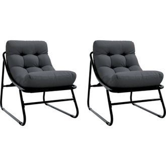 vidaXL Mobilier de jardin avec coussin 2 pcs Noir 60 x 80 x 71cm M&eacute;tal vidaXL