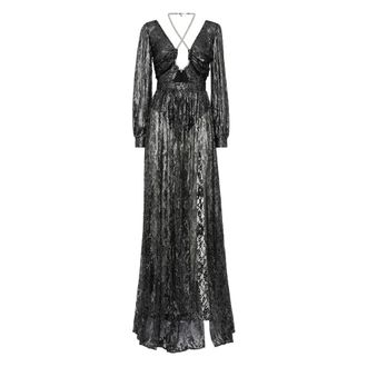 Philipp Plein Femme, Robes, Noir, Taille: 36 FR Crystal Lace Long Dress
