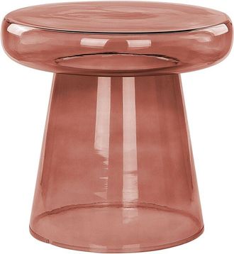 Beliani Beliani - Table dappoint ronde en verre teint&eacute; rouge 39 cm - Design moderne - Finition laqu&eacute;e - &Eacute;l&eacute;ment d&eacute;coratif int&eacute;rieur