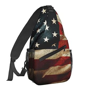 Generic Drapeau Am&eacute;ricain Grunge Sac &Agrave; Bandouli&egrave;re Pratique Sacoche Epaule L&eacute;ger Sac &Agrave; Dos Bandouli&egrave;re Pour Voyage Shopping Femme