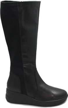 Melluso R25647 254547 noir botte femme cuir fermeture &agrave; glissi&egrave;re compens&eacute;e &eacute;lastique, Noir, 38 EU