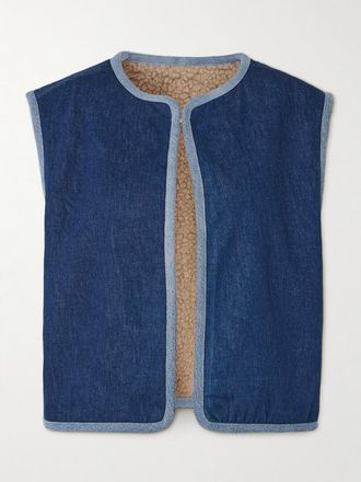 B Sides Wendbare Weste Aus Denim Und Shearling-imitat - Schwarz