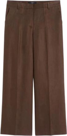 Max Mara Femme, Pantalons, Brun, Taille: 42 FR Pure Linen Canvas Pantalons