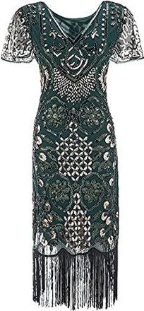 FNKDOR Robe Soirée Robe de Nuit pour Femme Robe Gatsby Robe Frangée Costume Gatsby Robe Flapper 1920 Paillette Gatsby sans Manche pour Soirée Art Déco Tango 