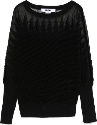 DKNY pull en maille nervur&eacute;e - Noir