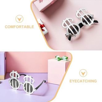 Beaupretty Lot de 6 Lunettes de Soleil Fantaisie &agrave; Panneaux Lunettes de F&ecirc;te en Plastique Dor&eacute; et Argent&eacute; Taille Unique Adulte Accessoires Photo pour Carnaval Co