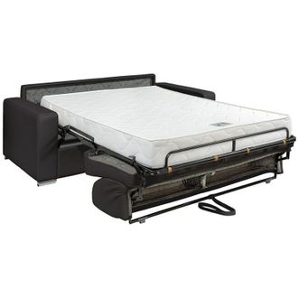 Vente-Unique Vente-unique - Canap&eacute; 3 places convertible express en simili noir - Couchage 140 cm - Matelas 18 cm calito