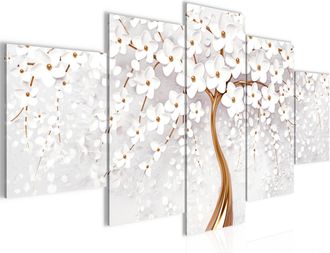 Runa Art Bilder Baum 200 x 100 cm 5 Teilig XXL Wanddekoration Design Grau Gold Natur 046251a