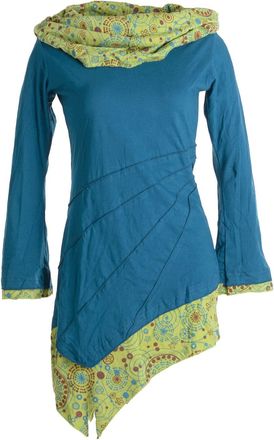 vishes Alternative Bekleidung - Asymmetrisches Kleid aus Baumwolle mit Schalkragen t&uuml;rkis 42 (XL)