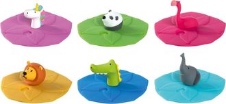 Leonardo Leonardo Bambini Trinkglas-Deckel 6er Set, spülmaschinengeeignete Glas-Abdeckungen mit Strohhalmöffnung für Becher mit Ø von bis zu 8,5 cm, BPA-frei, 