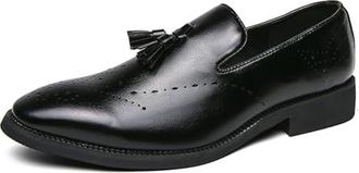 Minitoo Mocassins dété confortables pour homme avec pompon, Y8739 Noir, 38 EU