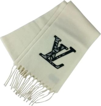 Louis Vuitton unisex, Pre-owned, Blanc, Taille: ONE Size &Eacute;charpe en laine Pre-owned