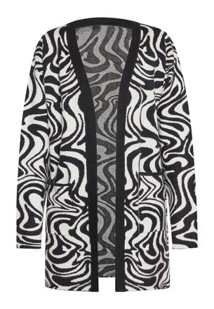 Mymo Strickjacke Damen wollwei&szlig; schwarz