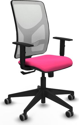 Piqueras y Crespo Computerstuhl, rosa, mit 1D-Armlehnen, h&ouml;henverstellbare Lendenwirbelst&uuml;tze, ausgestattet mit 3 Positionen und Schneideschaum, Wei&szlig;/Rosa