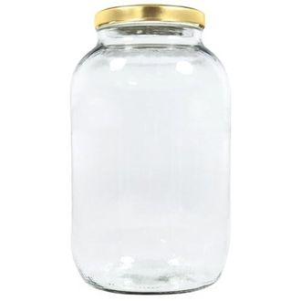 Viva Haushaltswaren Mikken XL Einmachglas 3400ml mit Schraubverschluss Gold, Vorratsglas Glasdose inkl. Beschriftungsetikett