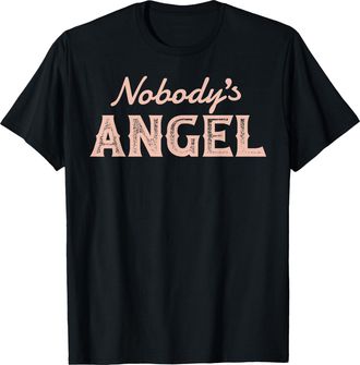 Trendy Apparel Nobodys Angel Faded Bold Text Font T-Shirt