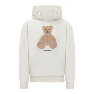 Palm Angels Homme, Sweatshirts et sweats &agrave; capuche, Blanc, Taille: XL Bear Regular Sweat &agrave; capuche