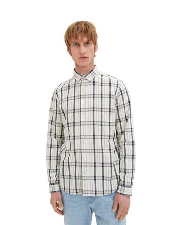 Tom Tailor Herren 1034891 Hemd, 31169 - Off White Navy Check, XL
