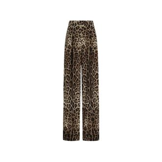 Dolce & Gabbana Leo-Print Brokat-Hose - - Trousers - Damen - Braun - XL