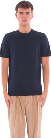 Daniele Fiesoli Homme, Tops, Bleu, Taille: 2XL Silk Merino Knitted Tee