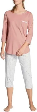 CALIDA Sweet Dreams Pyjama 3/4 Femme, en 100% Coton, Pantalon avec Ceinture &eacute;lastique recouverte de Tissu
