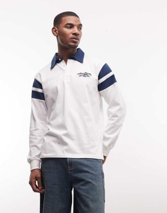 Alma de Ace Alma de Ace - Lina - Polo de rugby &agrave; manches longues avec col contrastant - Blanc