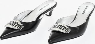 Dsquared2 Sabot aus Leder mit gro&szlig;er Metall-Logoplakette Dsquared2