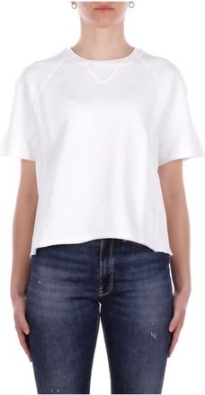 Dondup Femme, Sweatshirts et sweats &agrave; capuche, Blanc, Taille: 40 FR Logo Laterale T-shirt