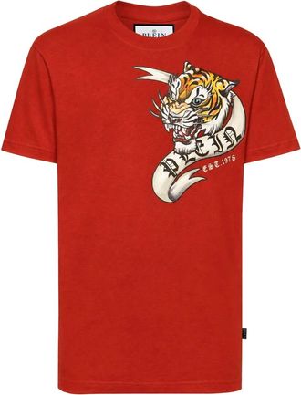 Philipp Plein Homme, Tops, Rouge, Taille: XL T-shirt Col Rond SS Tattoo