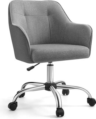 Songmics Homeoffice Stuhl, Drehstuhl, Schreibtischstuhl, h&ouml;henverstellbar, bis 110 kg belastbar, atmungsaktiver Stoff, f&uuml;r Arbeitszimmer, Schlafzimmer, grau OB