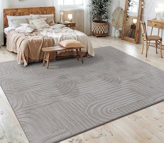 Paco Home Tapis Salon Chambre Adulte Poils Ras Motif Scandinave Motif Boho Motif Geometrique, Dimension:240x340 cm, Couleur:Gris 7