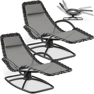 TecTake 2 Chaises longues ergonomiques fonction balancement gris