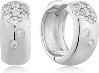 Ania Haie Damen Creolen MODERN MUSE Ohrringe aus 925 Sterling Silber, besetzt mit 18 Zirkonia, Gr&ouml;&szlig;e: 13x11,8 mm, inkl. Geschenkverpackung