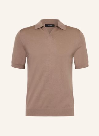 Reiss Reiss Strick-Poloshirt Duchie Aus Merinowolle braun
