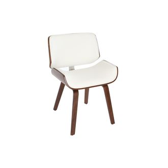 Miliboo Sedia Design Bianco E Legno Scuro Noce Rubbens