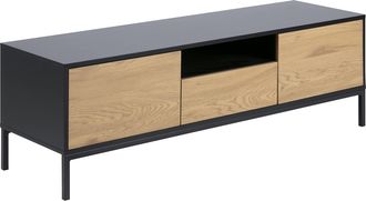 AC Design Furniture Jörn TV-Tisch mit 2 Türen und 1 Schublade, H: 45 x B: 140 x 40 cm, Wildeiche Optik/Schwarz, Holz/Metall, 1 Stk