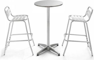 Oviala Table de bar en aluminium et 2 tabourets