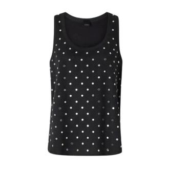 Pinko Pinko, Femme, Tops, Gris, Taille: 40 FR Mesh Vest Top with Mirror Detail