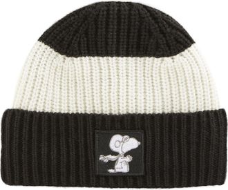 Codello Peanuts Strickmütze aus weicher Wollmischung mit Snoopy-Patch (DE/NL/SE/PL, Alphanumerisch, Einheitsgröße, Black)